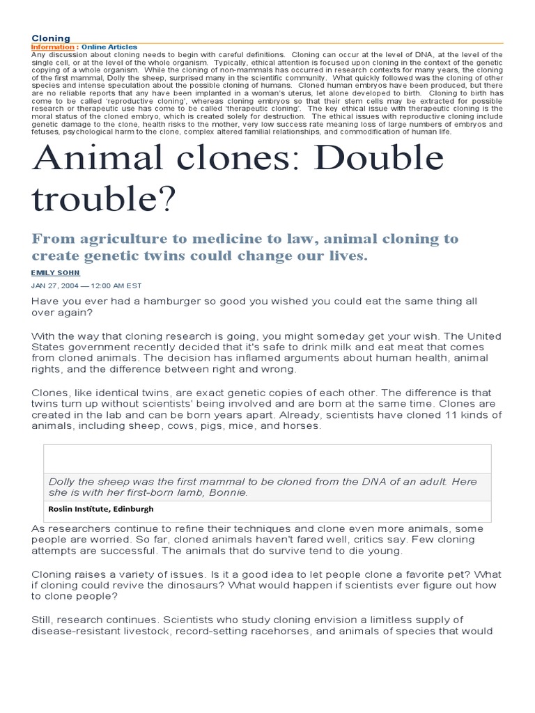 Understanding Cloning: Basics and Ethics | PDF | Cloning | Reproduction