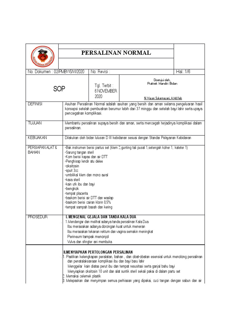 2. sop-persalinan-normal | PDF
