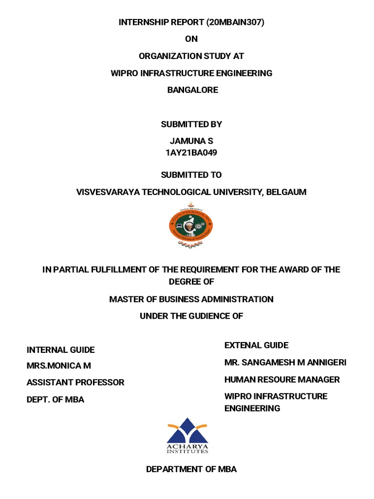 Intership Wipro Infrastructure Engineering | PDF | Business