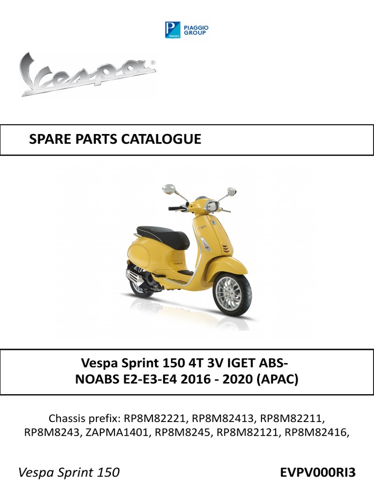 Vespa Sprint 150 4t 3v Iget Abs Noabs E2-E3-E4 2016 - 2020 (Apac) | PDF ...