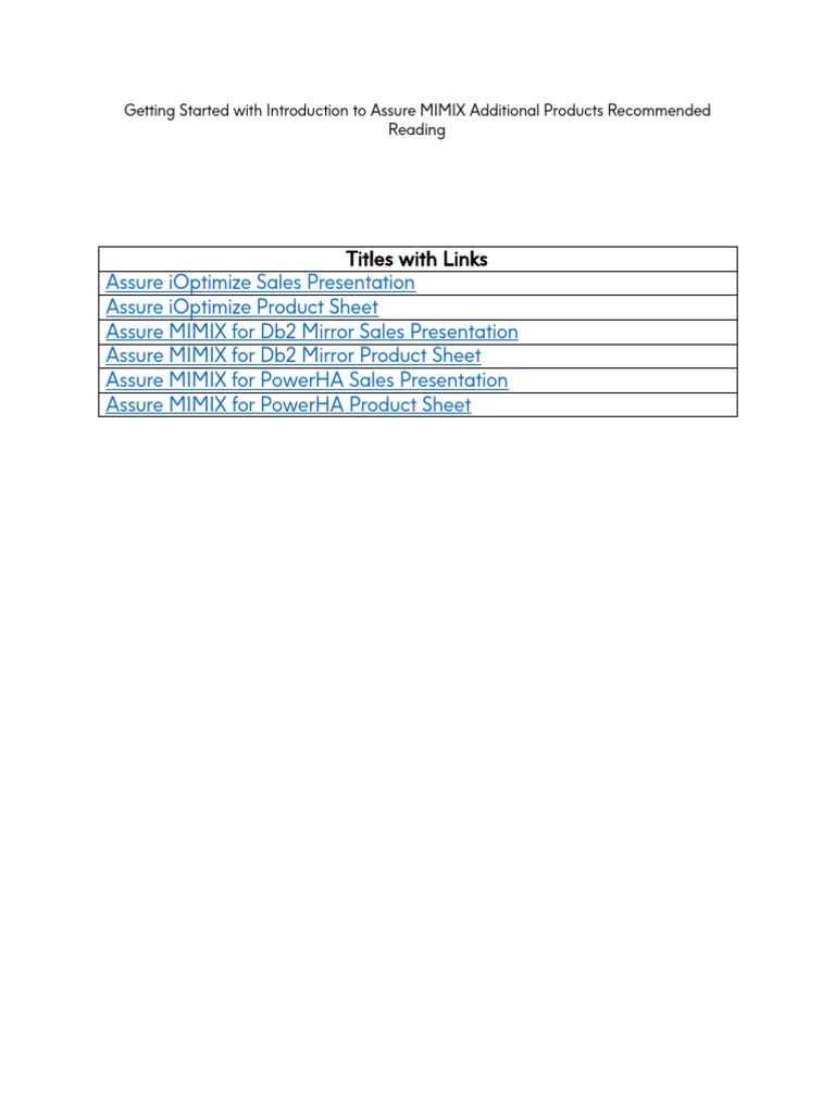 Introduction To Assure MIMIX Additional Products Recommended Reading | PDF