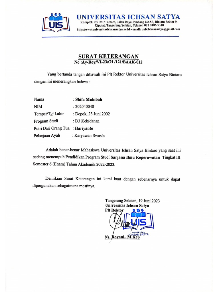 Surat Keterangan Mahasiswa | PDF