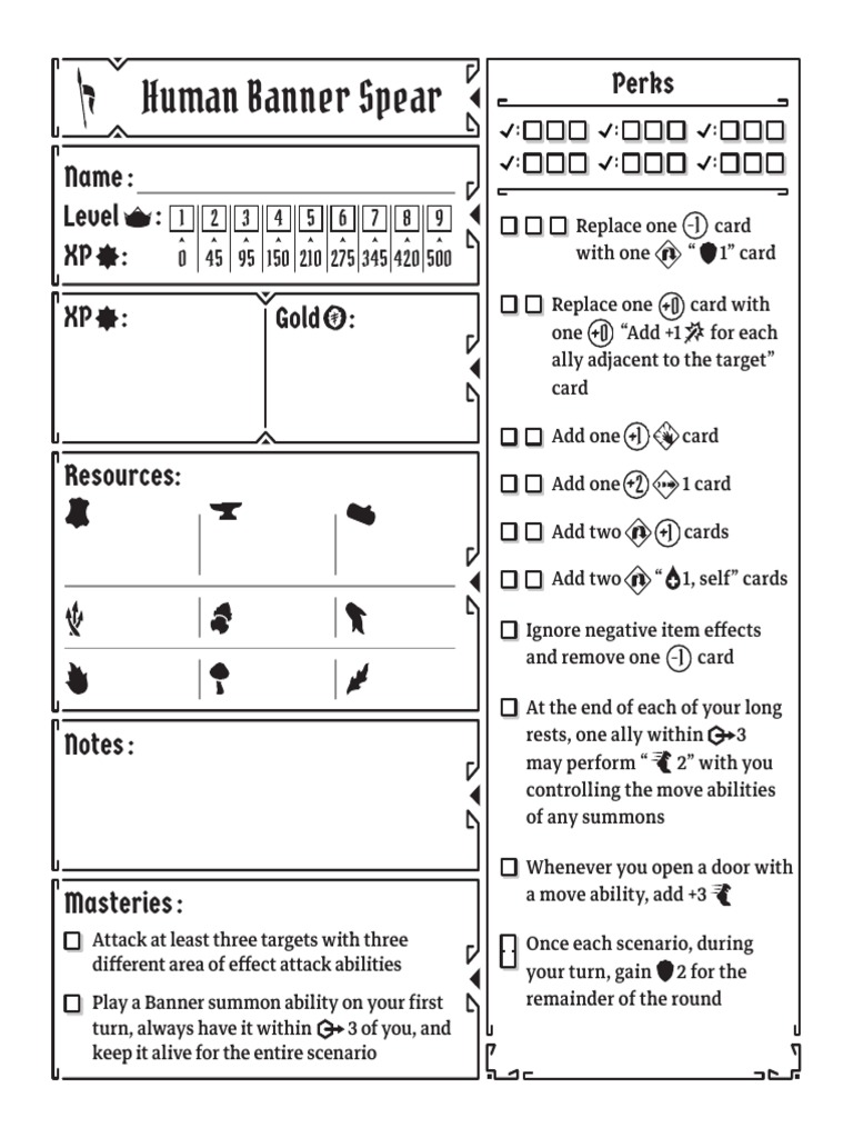 Frosthaven Fichas de Personagens Iniciais 209242 | PDF | Gaming | Tabletop Games