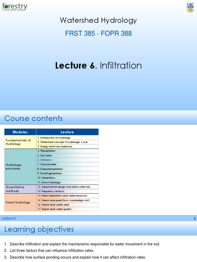 Lecture 06 Infiltration 2022 | PDF | Hydrology | Civil Engineering