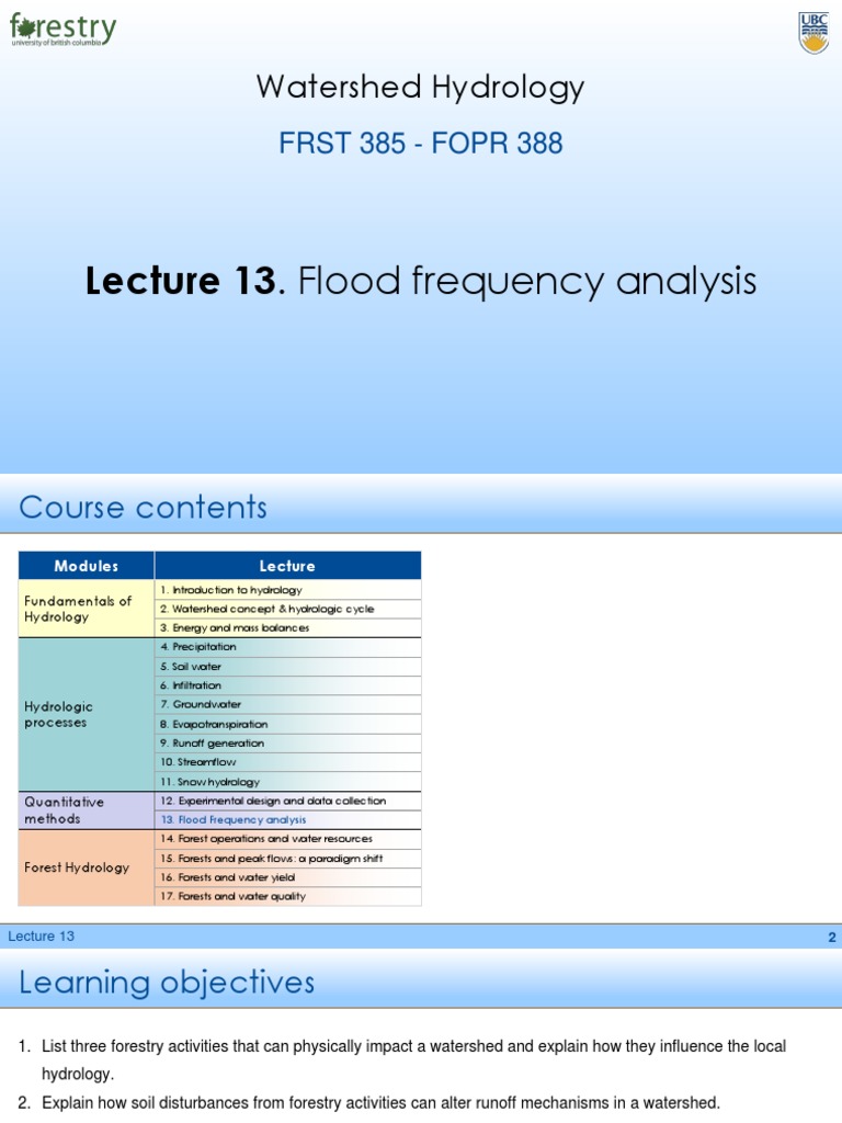 Lecture - 13 - Flood Frequency Analysis | PDF | Probability Density Function | Hydrology