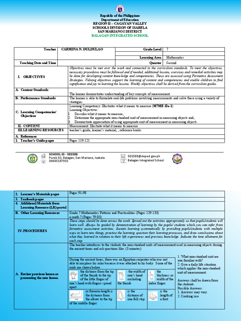 Math 7 Q2 W1 | PDF | Teachers | Learning