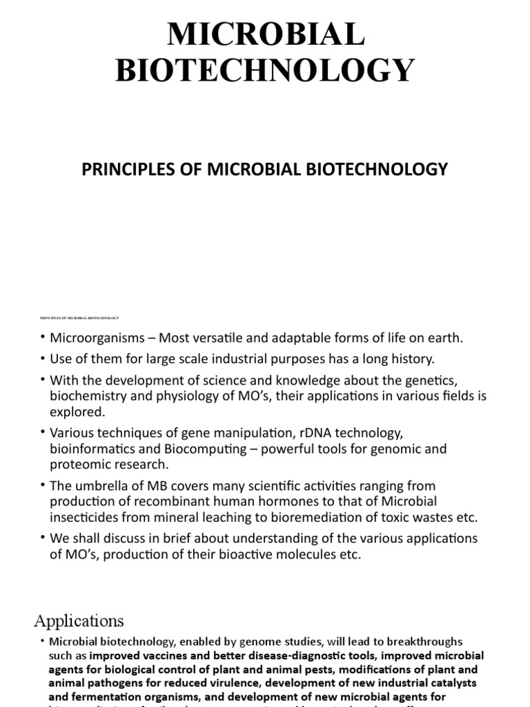 Principles and Applications of Microbial Biotechnology | PDF ...