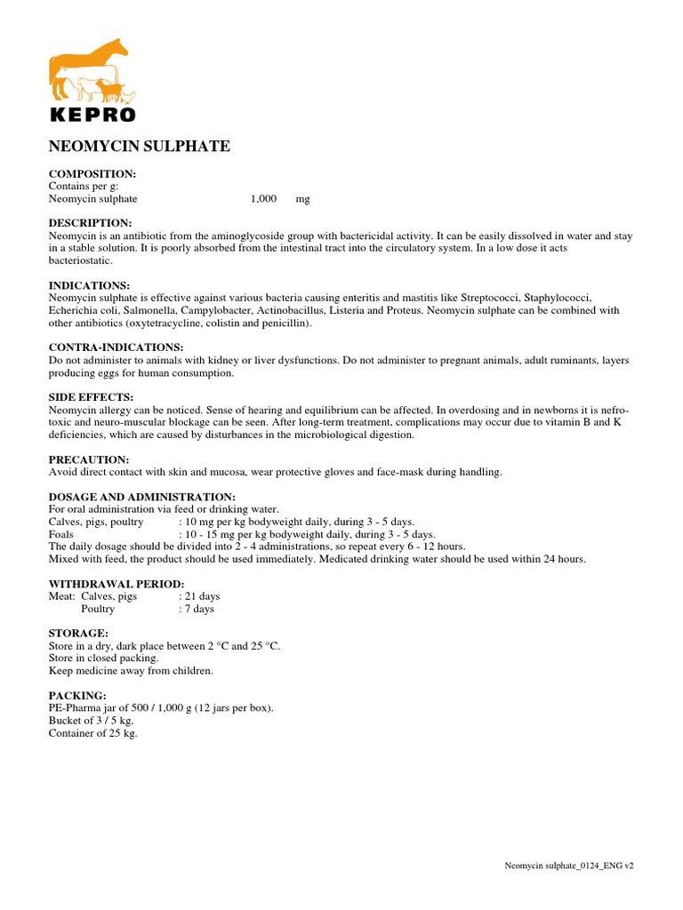 Neomycin Sulphate 0124 ENG v2 | PDF