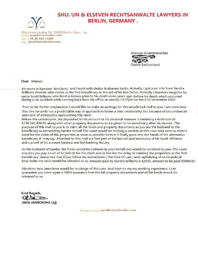 Letter of Inheritance From Lawyer 2 | PDF