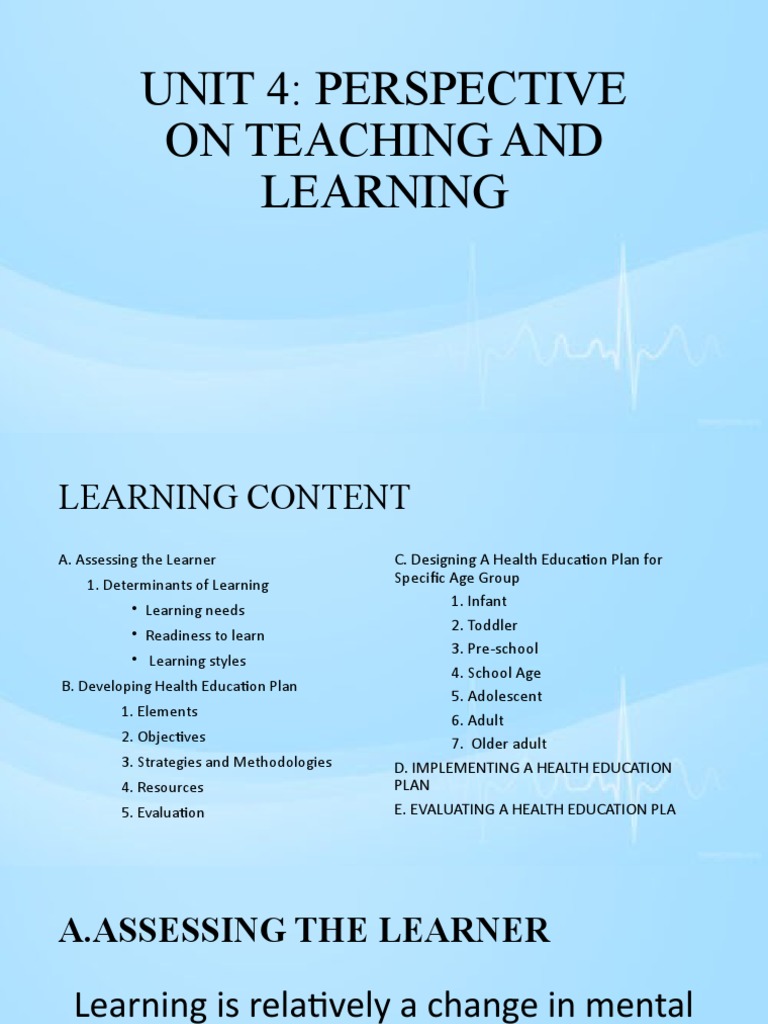 Unit 4 | Download Free PDF | Learning | Health Education