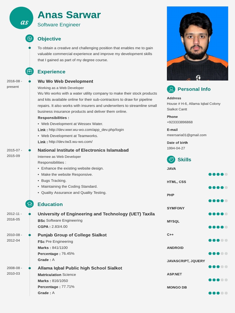 Anas CV | PDF | World Wide Web | Internet & Web