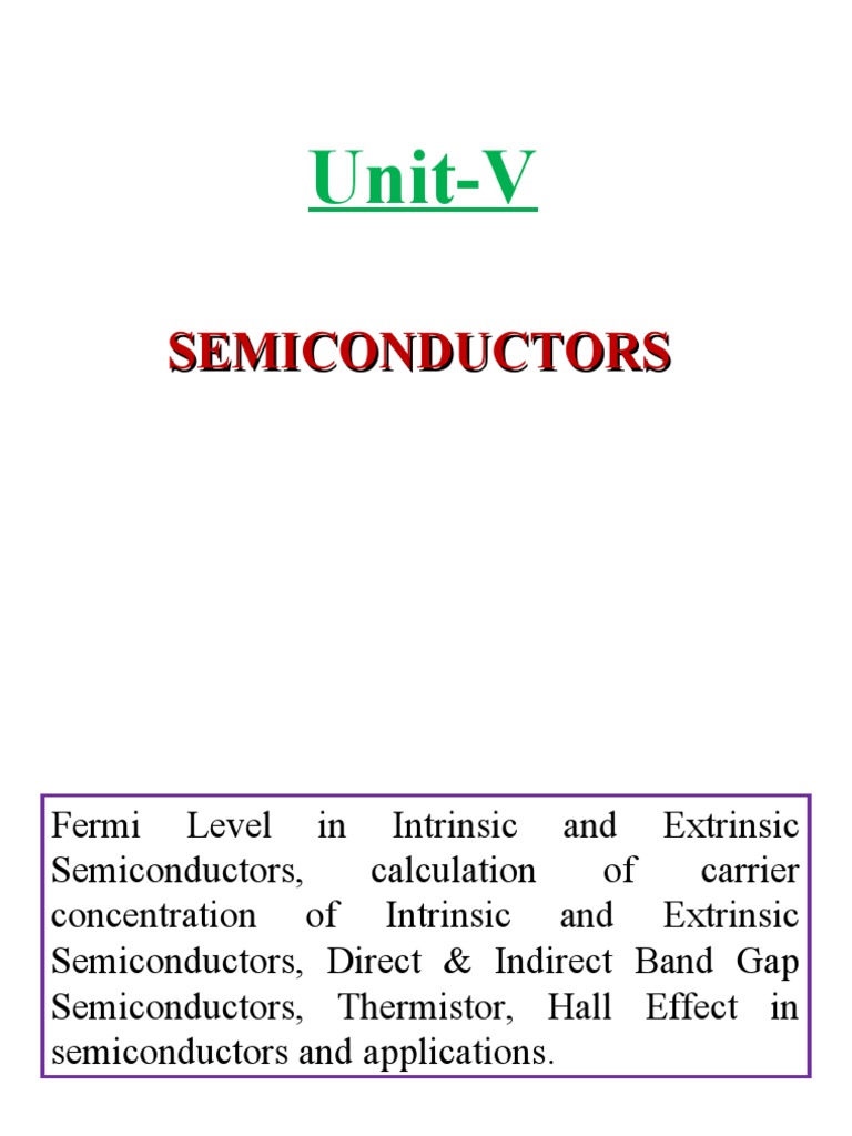 UNIT-V Semiconductors | PDF | Doping (Semiconductor) | Semiconductors