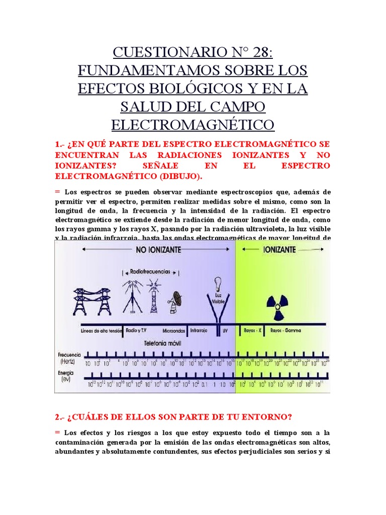 Cuestionario N°28 Efectos Biológicos y en La Salud Del Campo ... Cuestionario N°28 Efectos Biológicos y en La Salud Del Campo ...