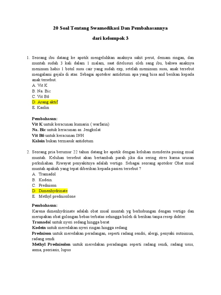 20 Soal Swamedikasi | PDF