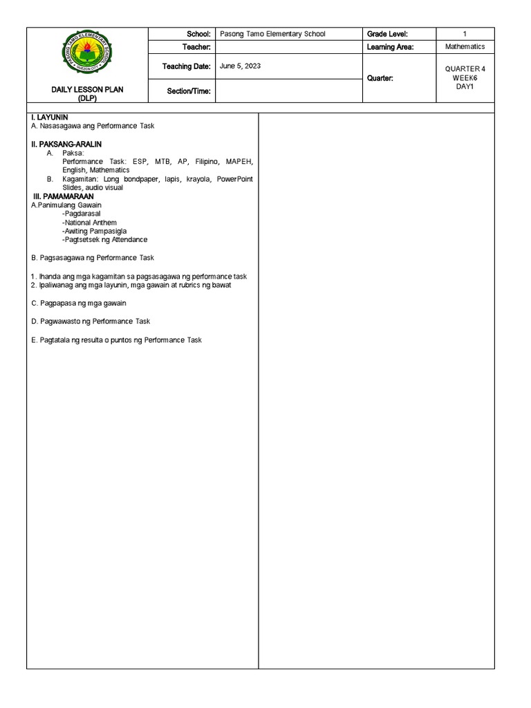 Math Q4 W6 DLP D1 D5 | PDF