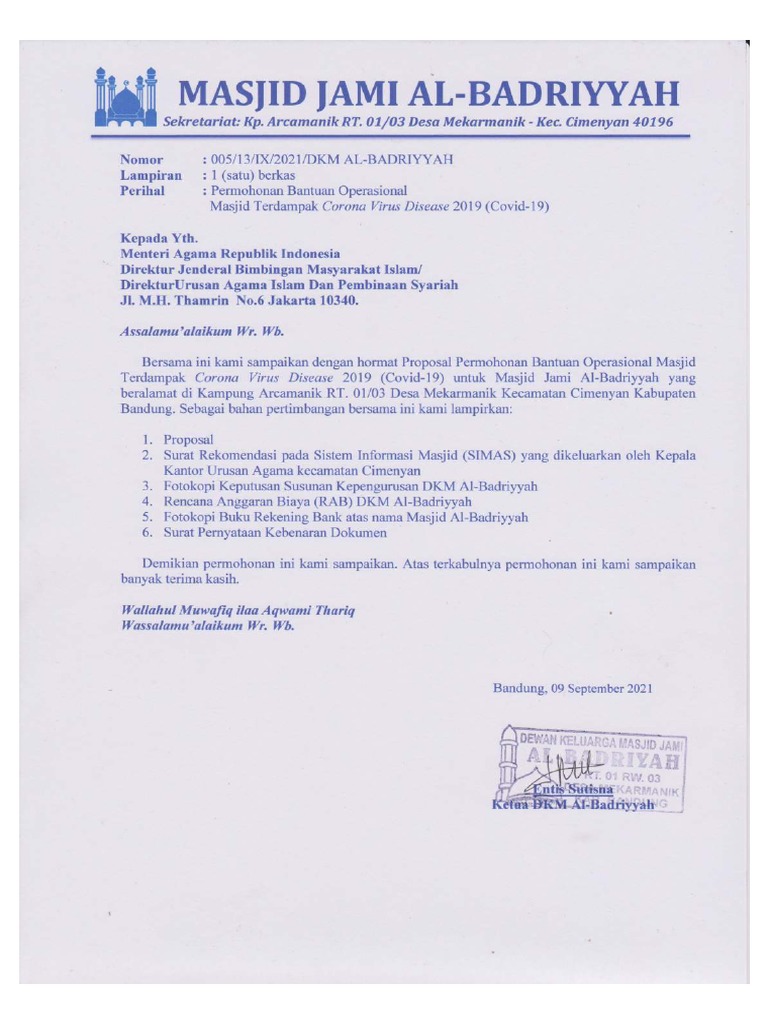 Surat Permohonan & Proposal | PDF