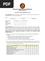 UPLB Graduate School Recommendation Form | PDF | Academic Degree ...