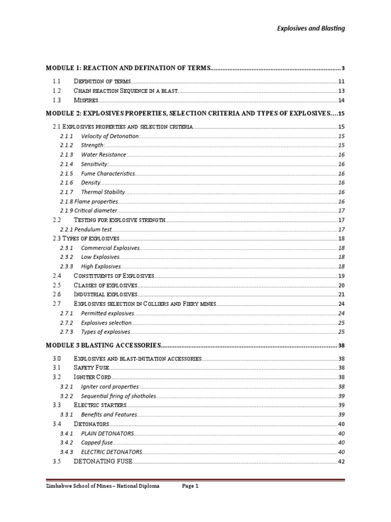 .Explosives and Blasting Module - 1628404265000 | PDF | Materials | Physical Sciences