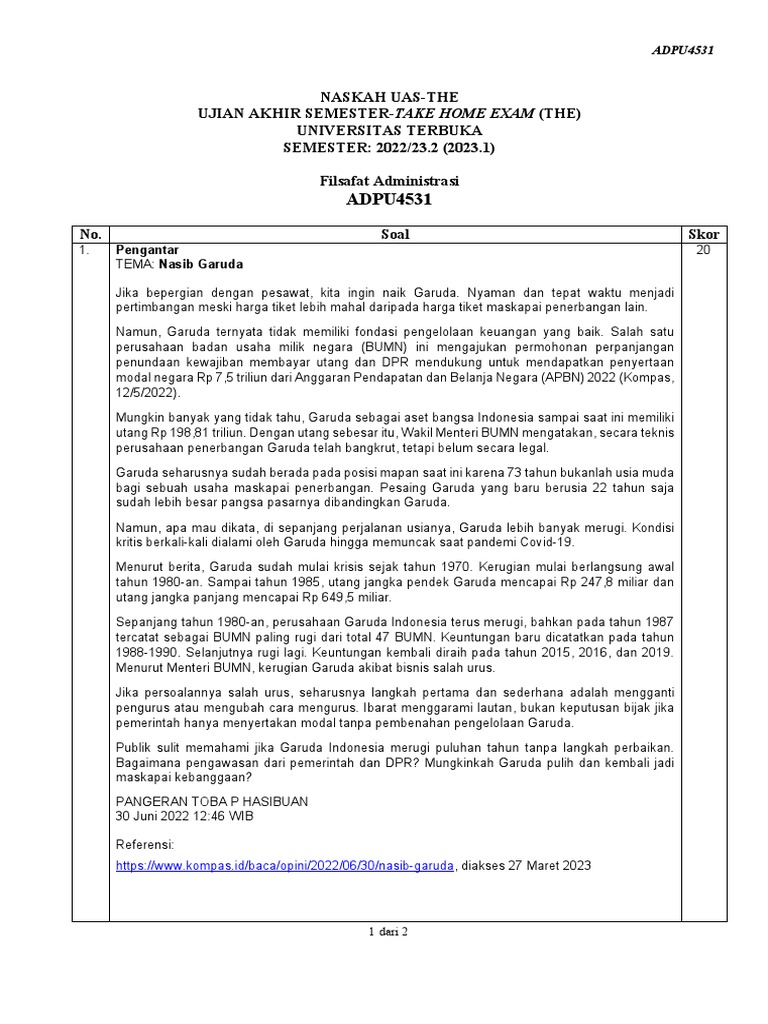 Naskah ADPU4531 The 1 | PDF