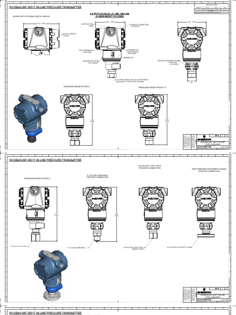 Type 1 Drawing Rosemount 3051t Pressure Products 2d PDF en 73874 | PDF | Mechanical Engineering ...