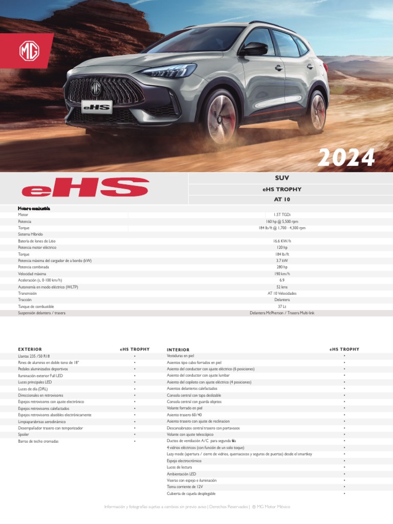 MG Ehs Ficha Tecnica | PDF | Transporte | Estilos de carrocería