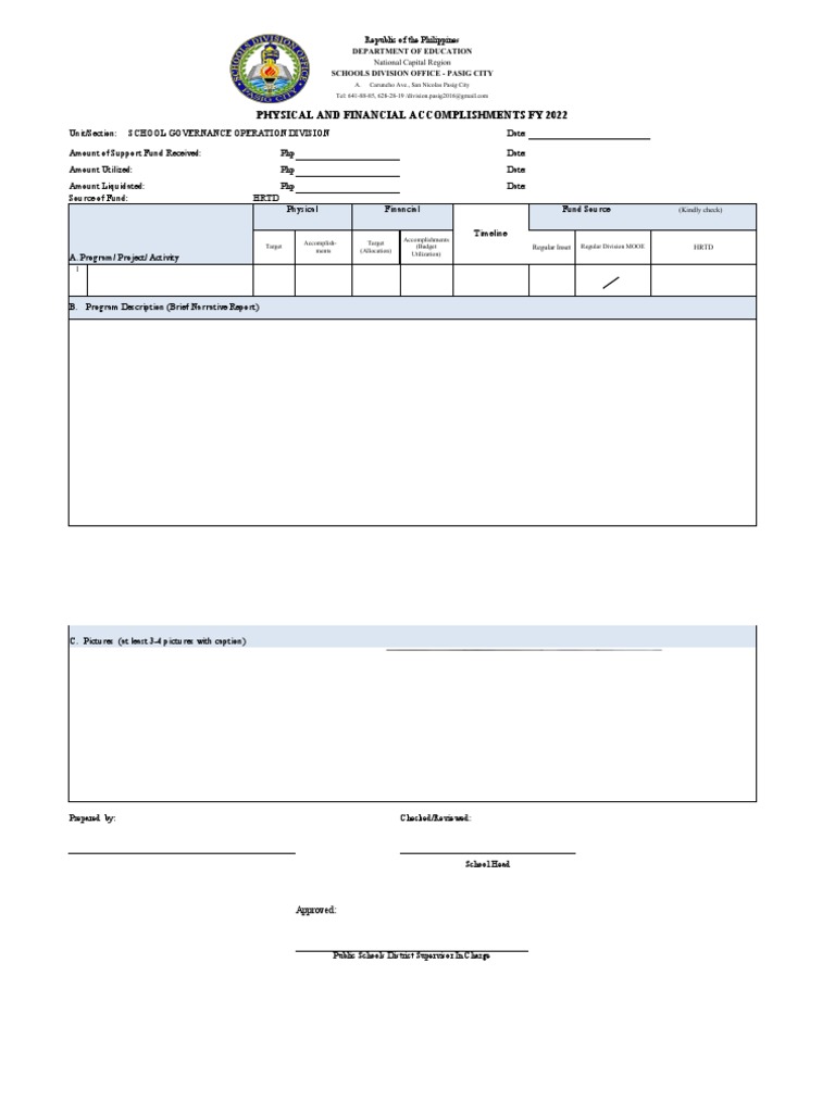 School Accomplishment Report April 7 | PDF