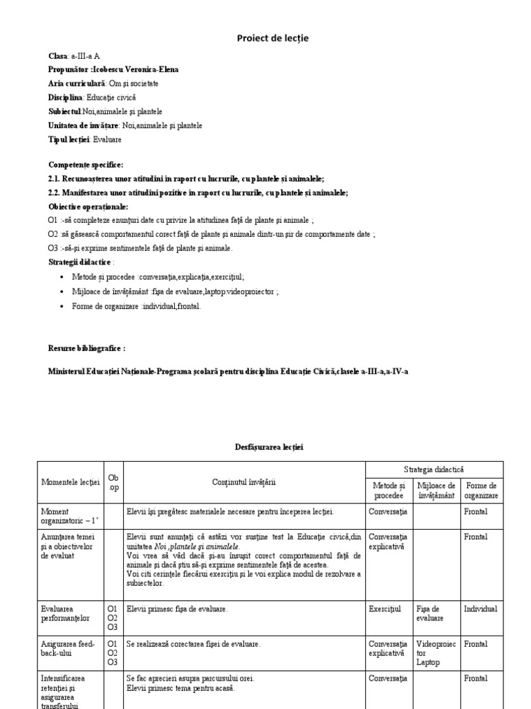 Plan de Lectie Ed - Civica | PDF