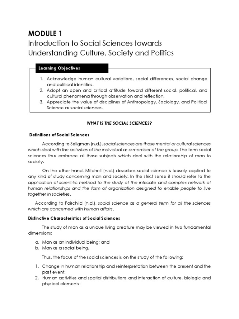 MODULE 1 Introduction To Social Sciences | PDF | Social Sciences | Science