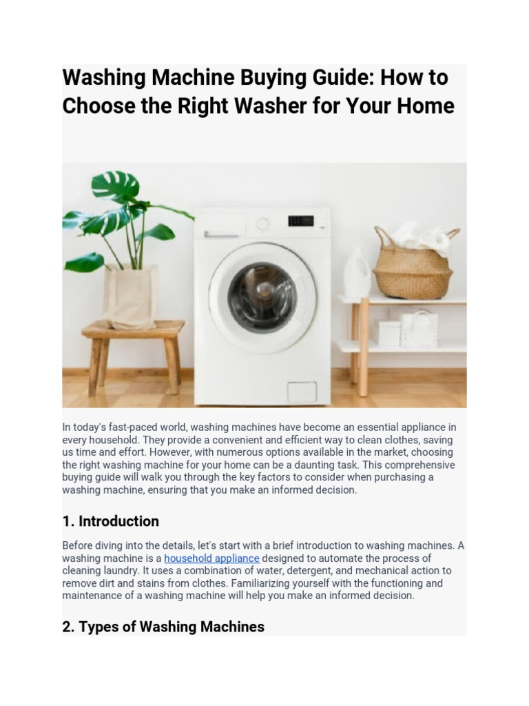 Washing Machine Buying Guide - How To Choose The Right Washer ...