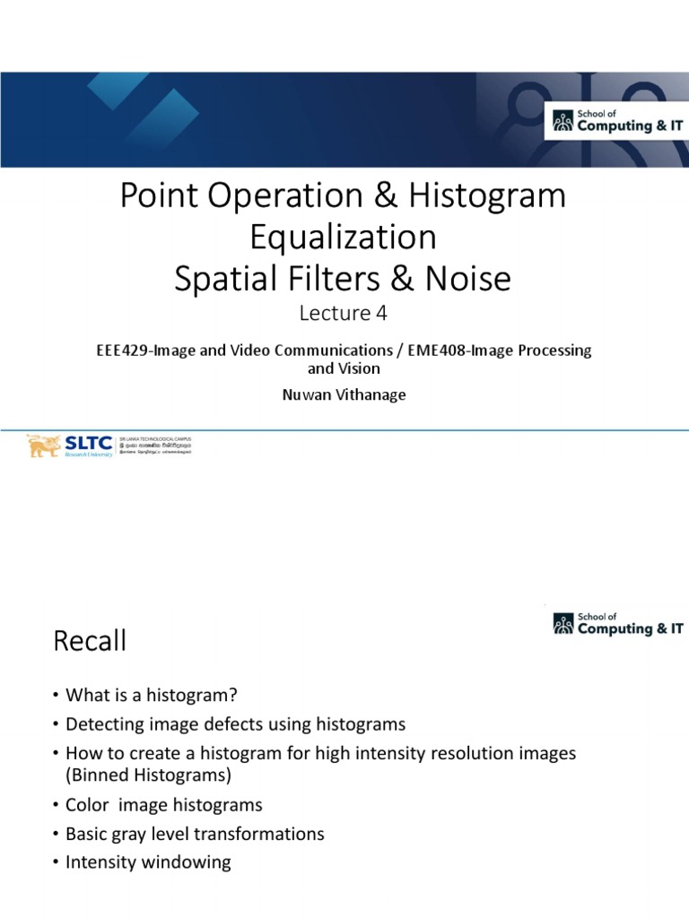 Lecture 4 Point Operation Histogram Equalization Pdf Computer 