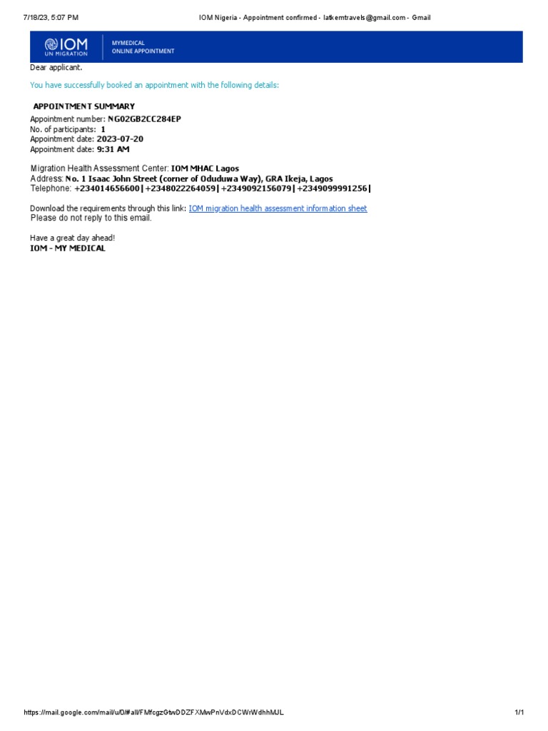 Migration Health Assessment Center: Address: Telephone | PDF