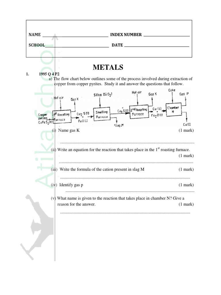 metals_-_form_4_chemistry_topical_questions | PDF | Blast Furnace | Zinc