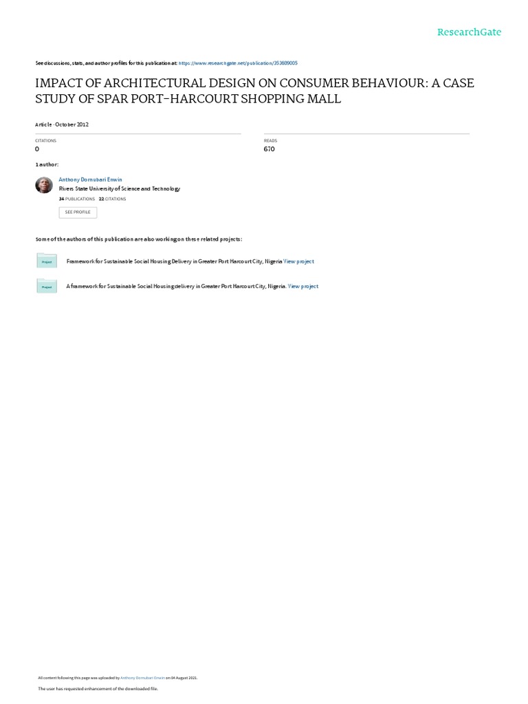 Impact of Architectural Design On Consumer Behaviour: A Case Study of Spar Port-Harcourt ...
