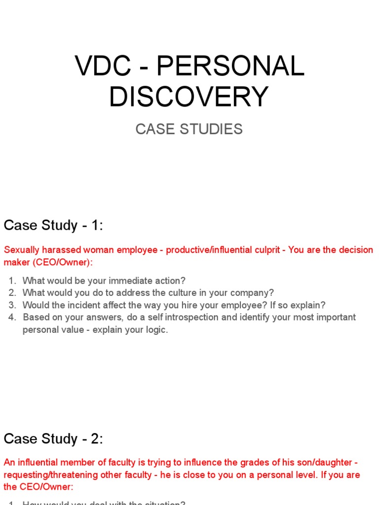 VDC - Personal Discovery - Case Studies | PDF | Psychology