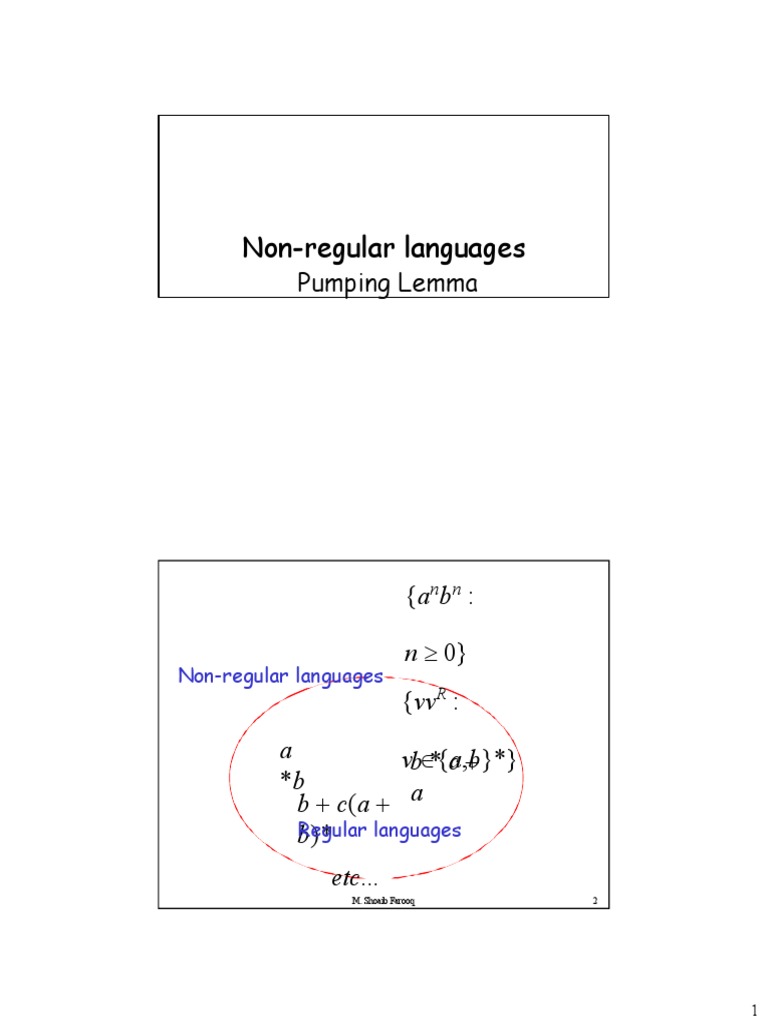 9 Pumping Lemma | PDF | Mathematical Concepts | String (Computer Science)