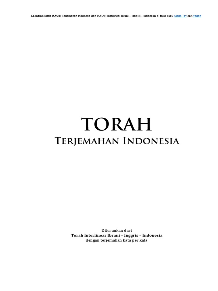Kitab Torah Terjemahan Bahasa Indonesia 1 | PDF | Agama & Spiritualitas