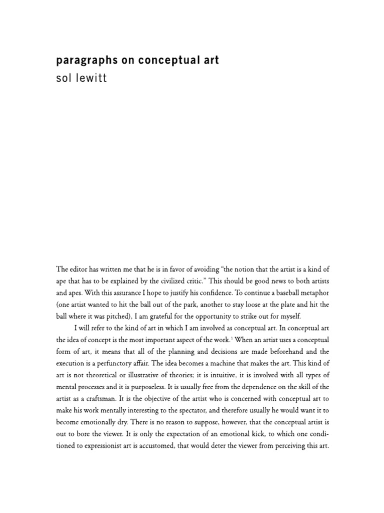 Paragraphs on Conceptual Art | PDF