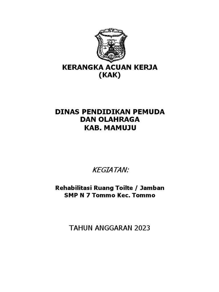 KAK REHAB TOILET Atau JAMBAN SMP N 7 TOMMO 2023 | PDF