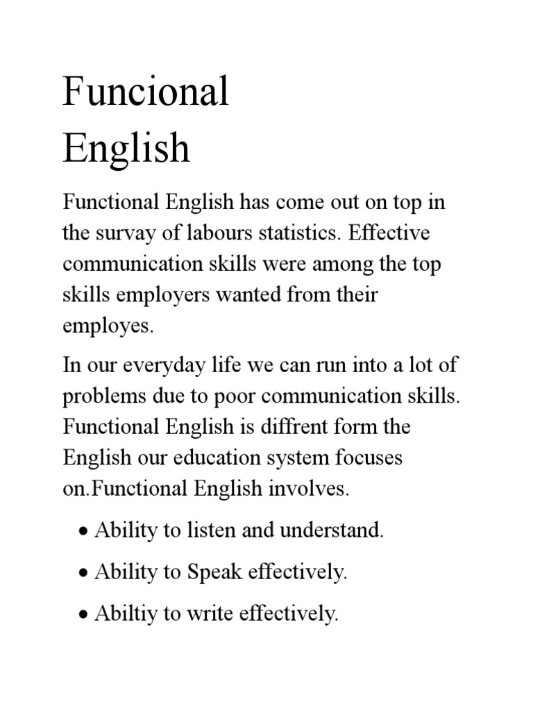 Importance of functional english | PDF | Communication | English Language