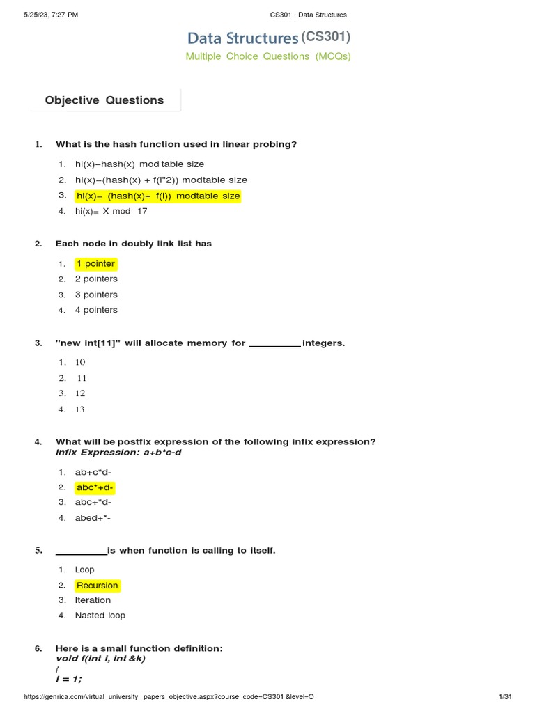 CS 301 Genrica W | PDF | Queue (Abstract Data Type) | Pointer (Computer Programming)