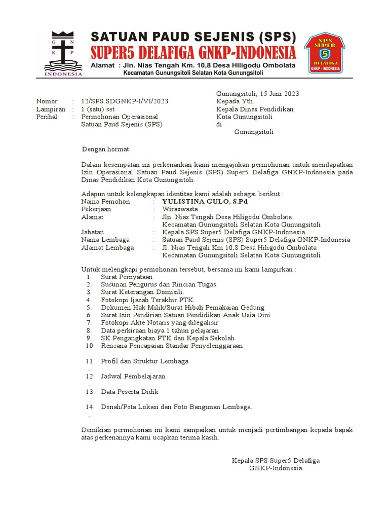 File Kelengkapan Pengurusan Izin SPS Final | PDF