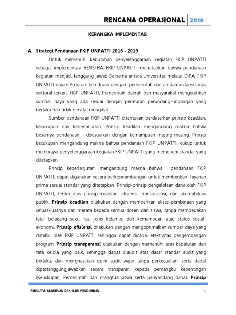 Rencana Operasional: Kerangka Implementasi | PDF