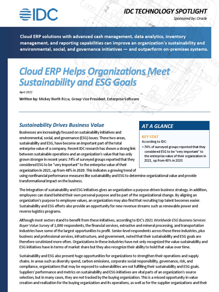 Idc Cloud Erp and Sustainability | PDF | Cloud Computing | Sustainability