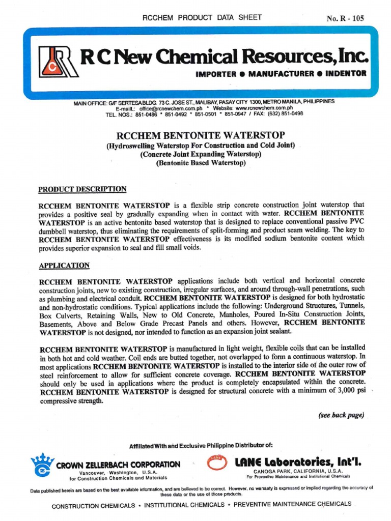 Bentonite Waterstop | PDF