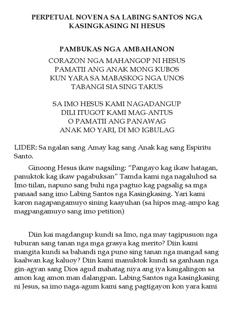 PERPETUAL-NOVENA-SACRED-HEART (Hiligaynon) | PDF