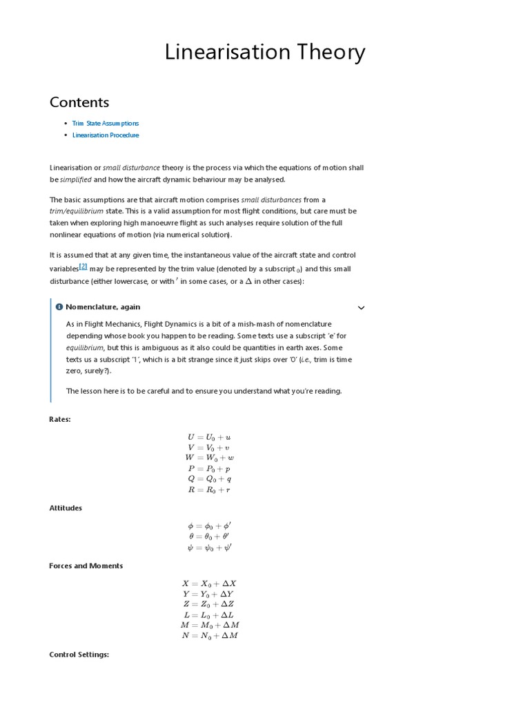 Linearisation Theory — Aircraft Flight Mechanics by Harry Smith, PhD ...