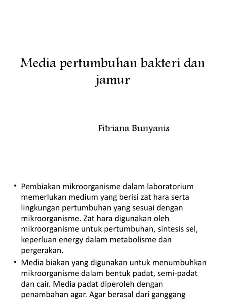 Media Pertumbuhan Bakteri Dan Jamur | PDF