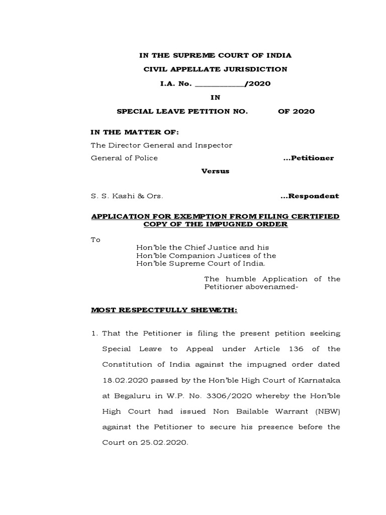 Exemption Application for Court Filing | PDF