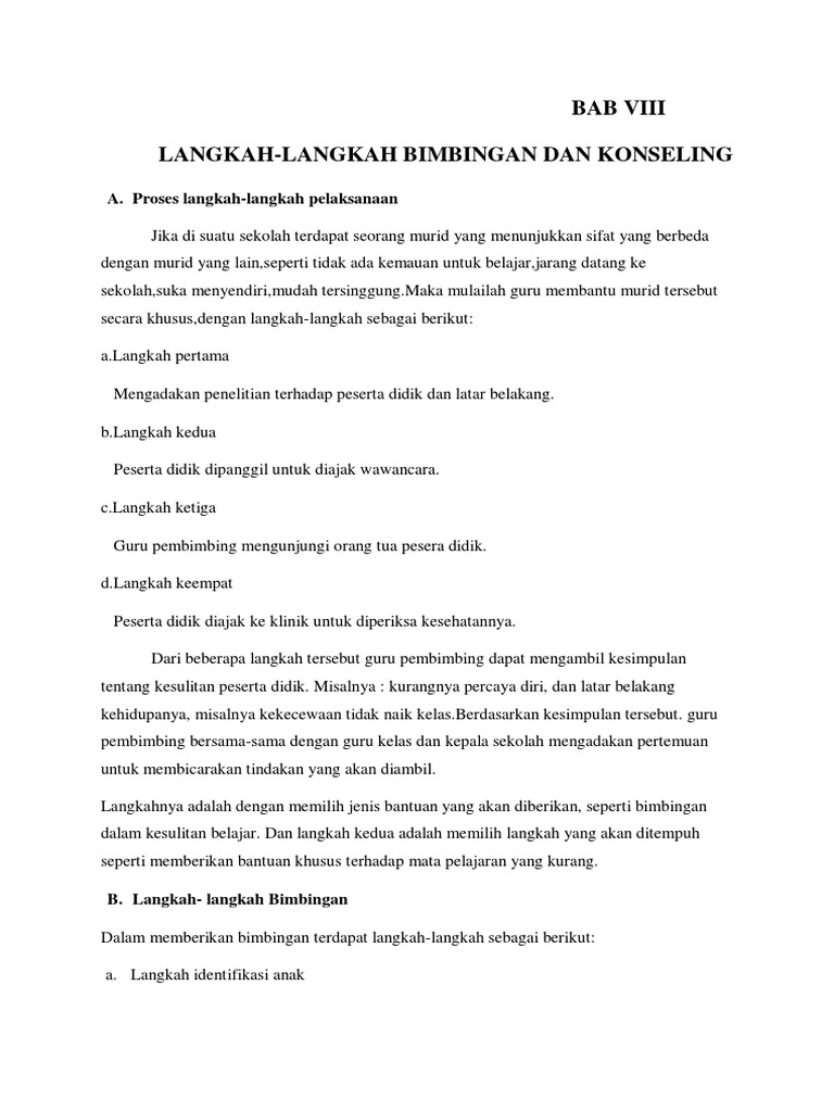 Bab Viii Langkah-Langkah Bimbingan Dan Konseling Modul BK | PDF