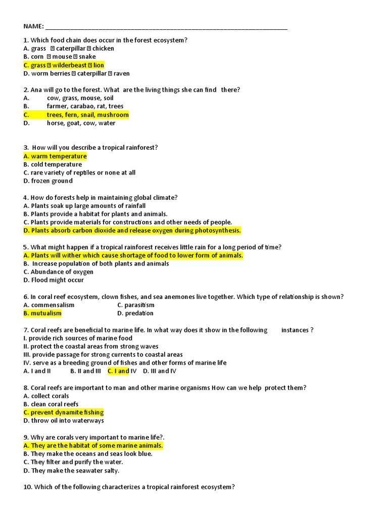 4th Summative Test Science 6 | PDF | Mangrove | Coral Reef